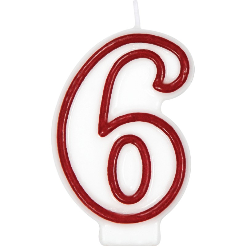 Vela Número 6 Roja - FiestasMix