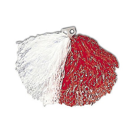 Pompón Bicolor Blanco y Rojo - FiestasMix