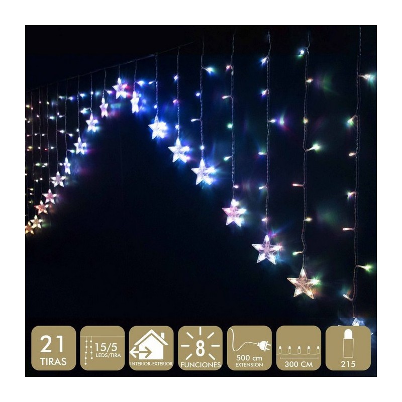 Cortina Estrellas 215 Led Multicolor - FiestasMix