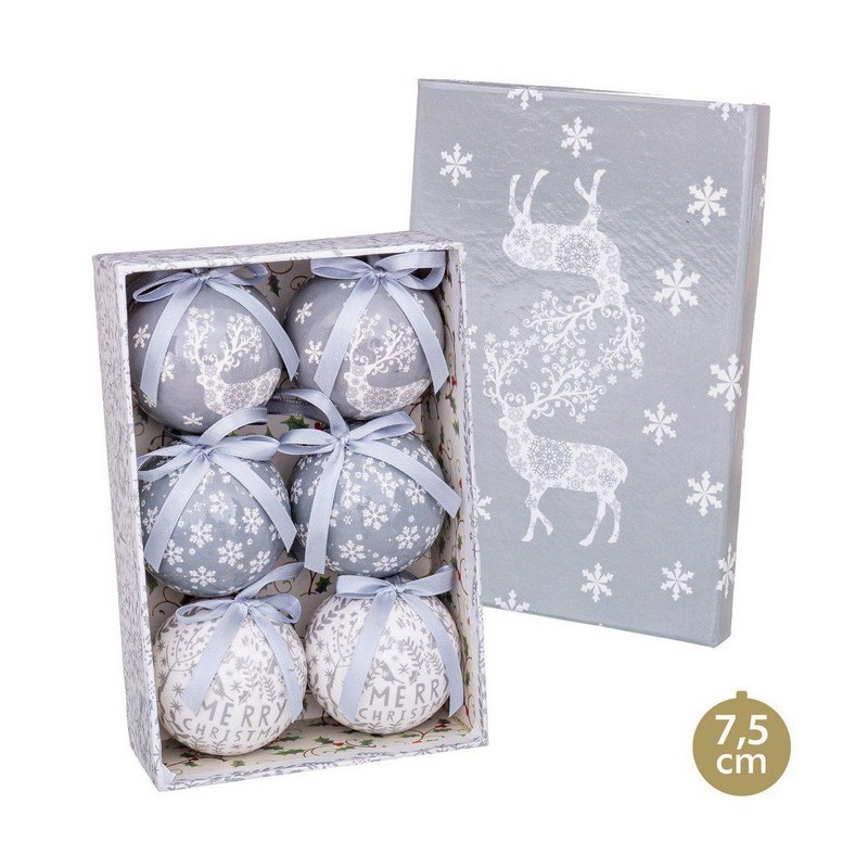 Bolas Memory Ciervos Plata 7,50 X 7,50 X 7,50 Cm - FiestasMix